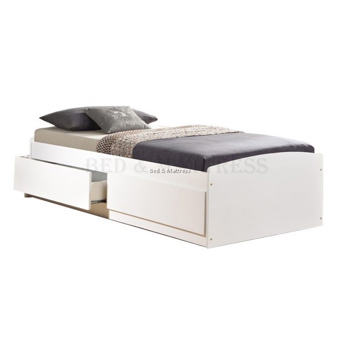 ATN3227 3327WH Wooden Single Divan Bed with Drawers