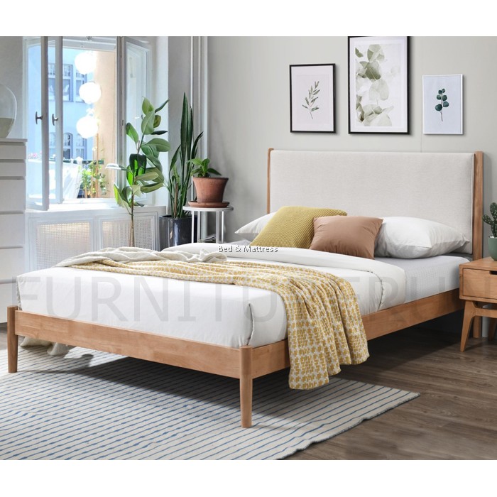Queen bed frame with cushion headboard store